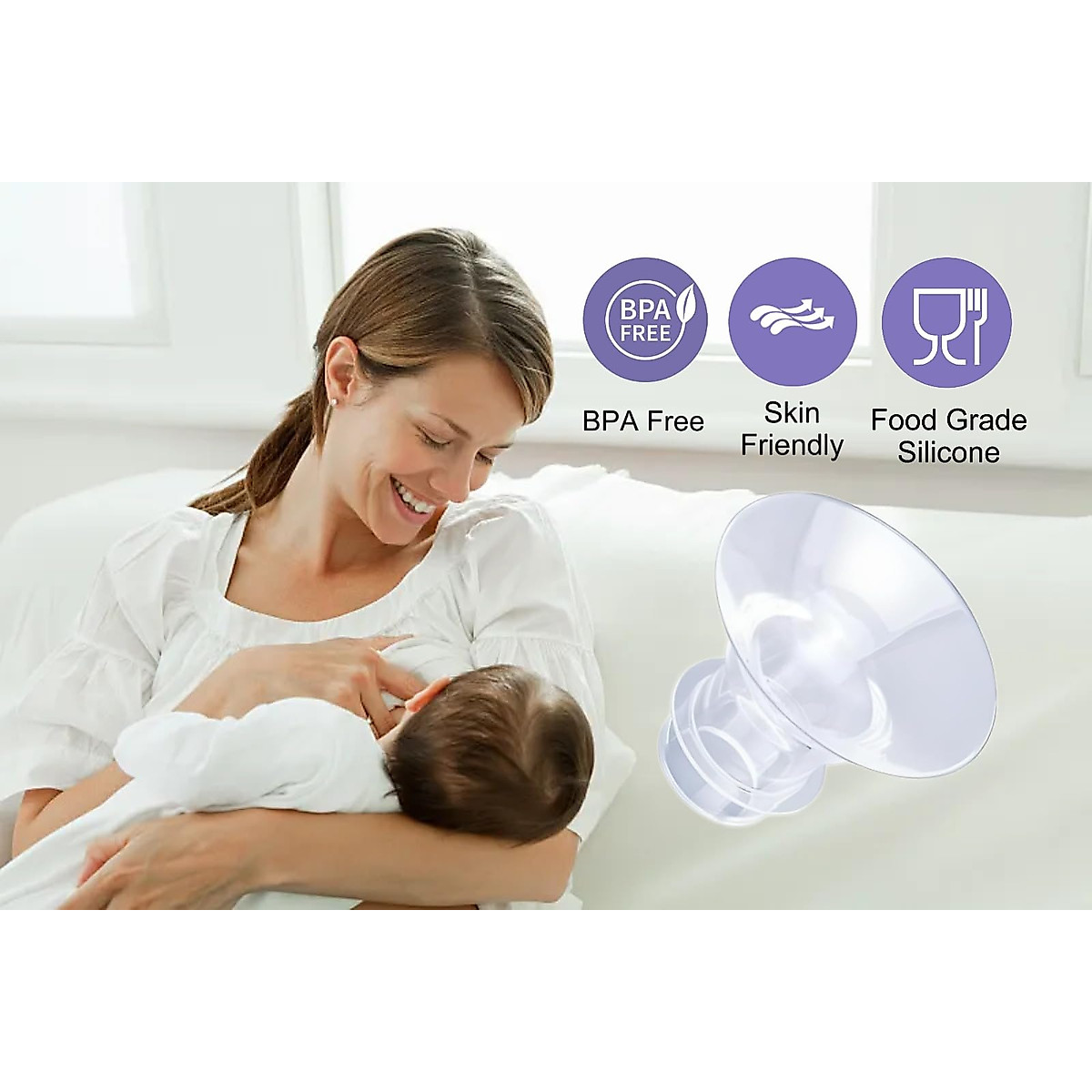 10PCS Flange Inserts 13/15/17/19/21mm for 24mm Flange/Shield of Most Pumps,Compatible with Momcozy/Medela/Elvie/Spectra/TSRETE/Willow/NCVI/kmaier Breast Pumps,Reduce 24mm Tunnel Down to Correct Size