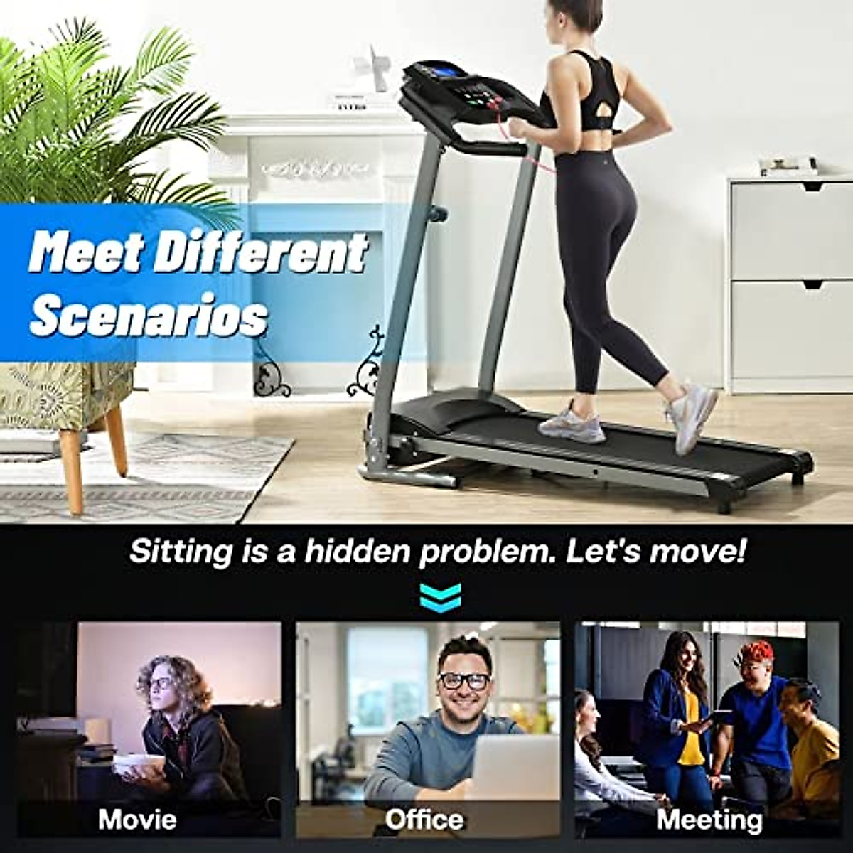 Treadmill,Treadmills for Home,Home Foldable Treadmill with Incline,2.5HP Portable Foldable Treadmill with 15 Pre Set Programs and LED Display Panel (Black)