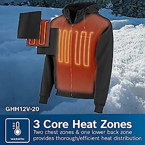 BOSCH GHH12V-20MN12 12V Max Heated Hoodie Kit with Portable Power Adapter - Size Medium
