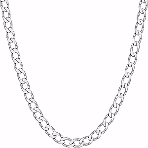 LIFETIME JEWELRY Diamond Cut Edge Curb Link Chain Necklace 24k Real Gold Plated (16 inches, 4mm, White Gold)