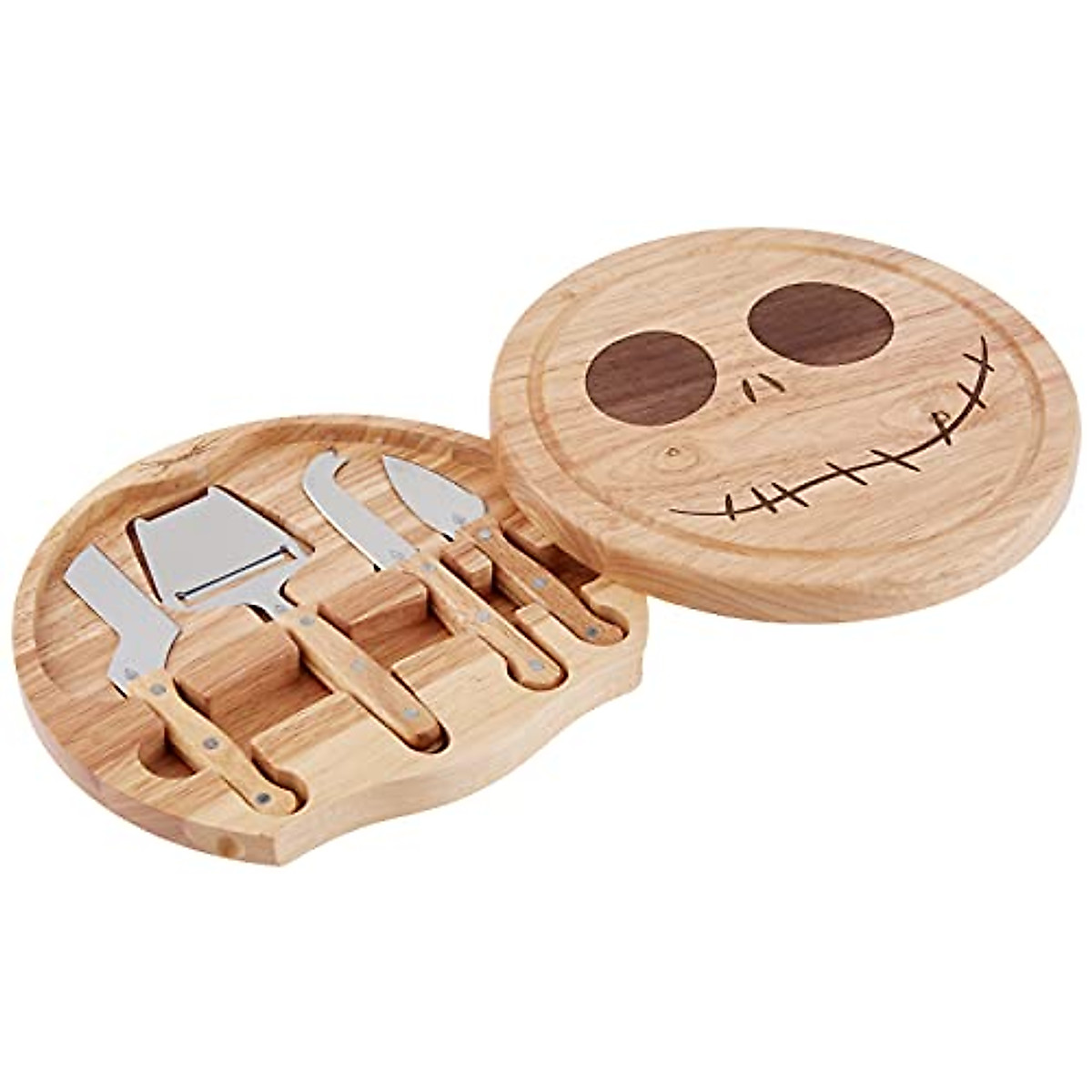 TOSCANA - a Picnic Time brand Disney Classics Nightmare Before Christmas Circo Board & Knife Cheese Board and Knife Set, 10.2 inches Diameter, Jack - Parawood