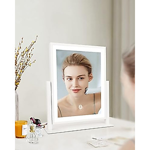 GANAIHQGROWING Classic Vanity Mirror with Lights,13 in Tabletop Lighted Makeup Mirror LED Lights for Over Sink, Smart Touch Control, Stepless Dimmable 3 Colors Lighting Modes