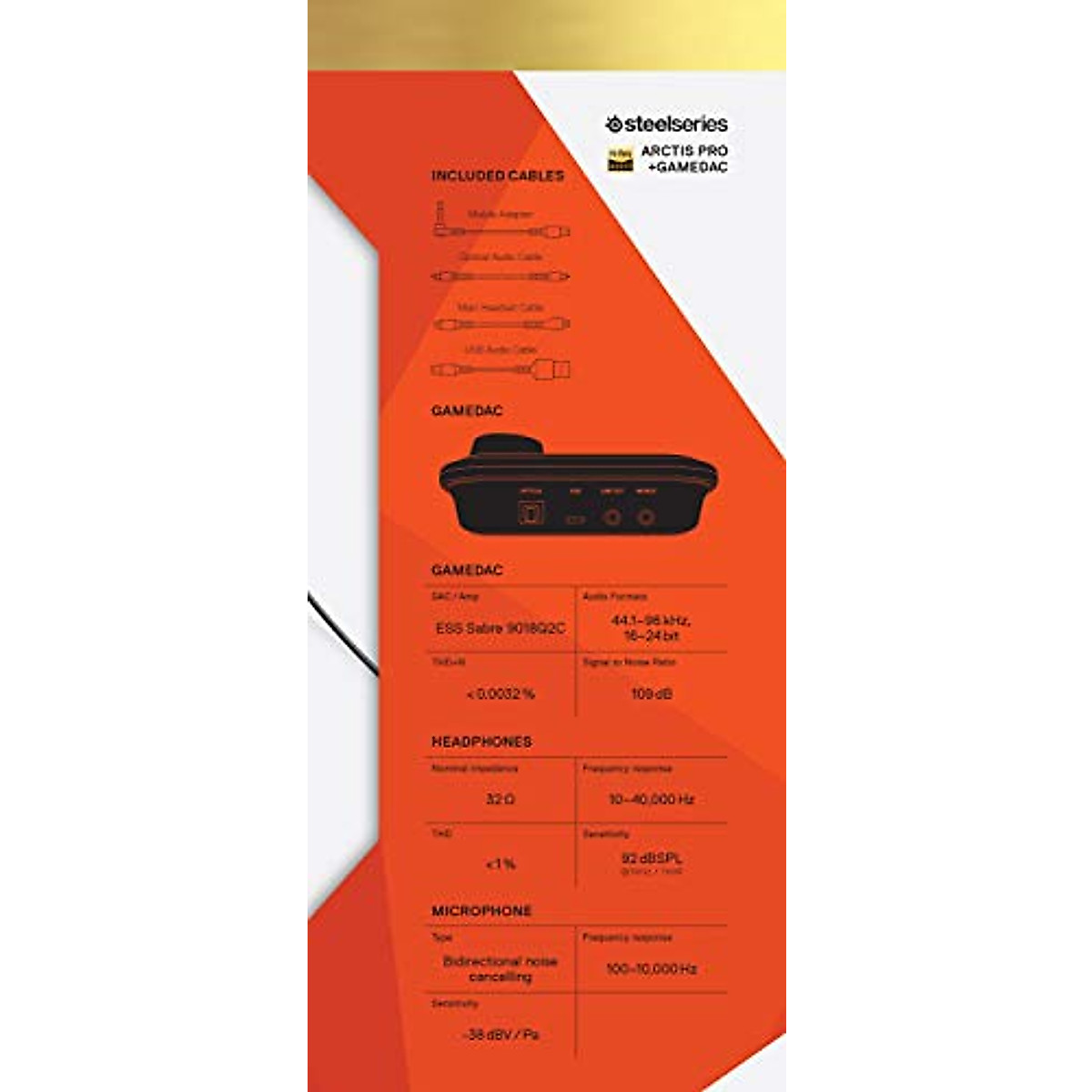 SteelSeries Arctis Pro + GameDAC Wired Gaming Headset - Certified Hi-Res Audio - Dedicated DAC and Amp - for PS5/PS4 and PC - White