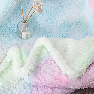 NEWCOSPLAY Sherpa Fleece Throw Blanket Plush Fluffy Cozy Lightweight Blanket for Bed Sofa Couch Travel (Tie dye Rainbow, Twin(60"x80"))