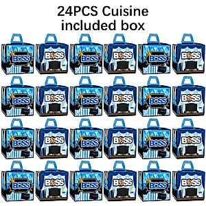 24 Pcs Baby Boy Boss Party Gift Boxes, Boss Goodie Boxes Bags, Boss Party Candy Gift Boxes for Little Gentleman Birthday Baby Shower, Boss Theme Party Bags Decorations Supplies