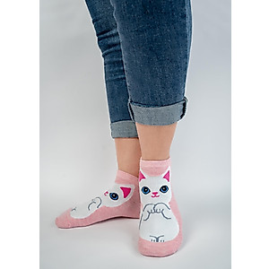 RATIVE Women's Ankle Fun Cute Socks for Cat Animals Lovers Funny Novelty Gifts (6-9, 10-pairs/all cats)