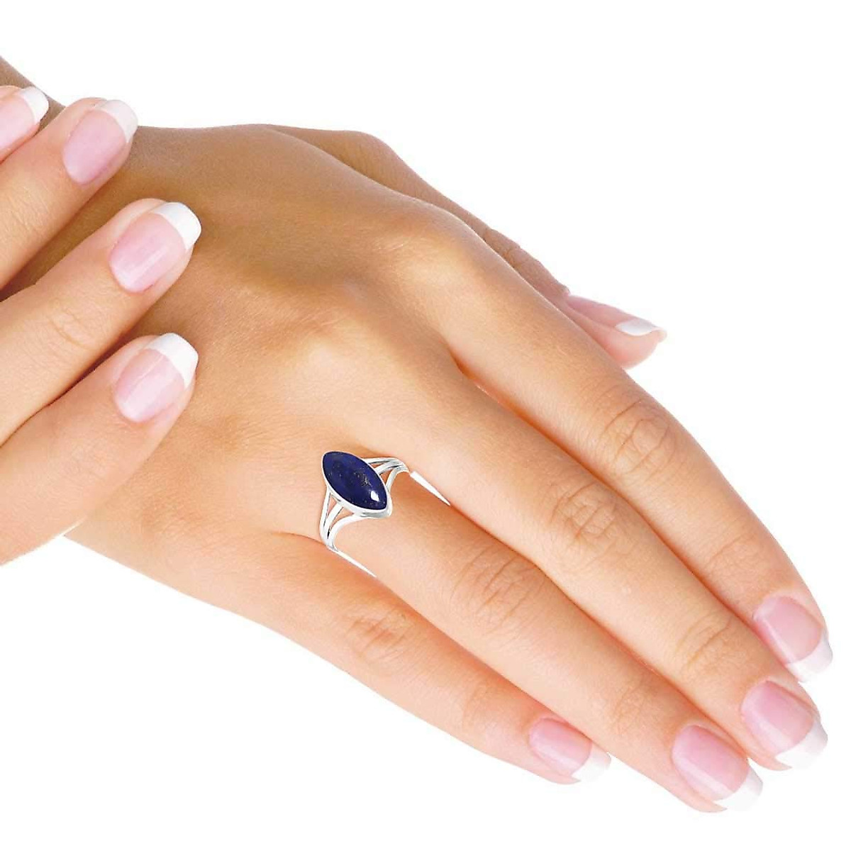 JEWELOPORIUM Blue Lapis Lazuli Natural 925 Sterling Silver Ring for Women Gemstone Victorian Silver Ring Size 10.5 Valentine's Day Gift Handmade Jewelry