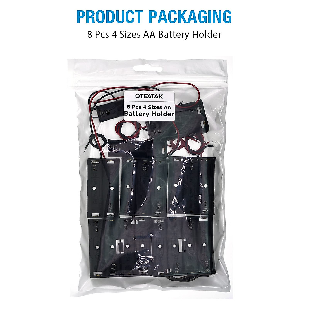 QTEATAK 8 Pack AA Battery Holder Bundle with Wire 1 AA Battery Holder 1.5V, 2 Pcs, 2 AA Battery Holder 3V, 2 Pcs, 3 AA Battery Holder 4.5V, 2 Pcs, 4 AA Battery Holder 6V, 2 Pcs