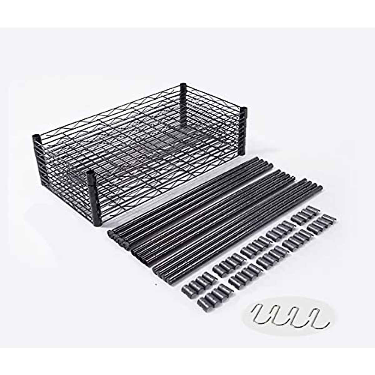 SUNNYSONG 5 Tier Metal Storage Shelves, Kitchen Storage Shelf,Metal Storage Shelves Unit Perfect for Laundry Bathroom Closet Shelves Microwave Stand (Black, (21.25 x 11.42 x 58.26))