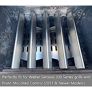 GasSaf 17.5 inch flavorizer bar and Heat Deflector Replacement for Weber 7620 7622, Genesis 300 Series E310 E320 E330 EP310 EP320 EP330 with Front Control Knob(2011&Newer)