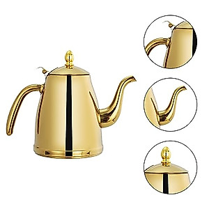 Luxshiny Stainless Steel Tea Pot Stove Top Gooseneck Kettle Pour Over Coffee Kettle Hot Water Heater Boiler Olive Oil Dispenser Olive Oil Dispenser for Loose Leaf 1.5L