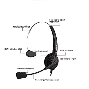 Tgoon Computer Headset, Ergonomic Noise Reduction Ultra Clear Call RJ9 Headset Adjustable Volume Control for Customer Service