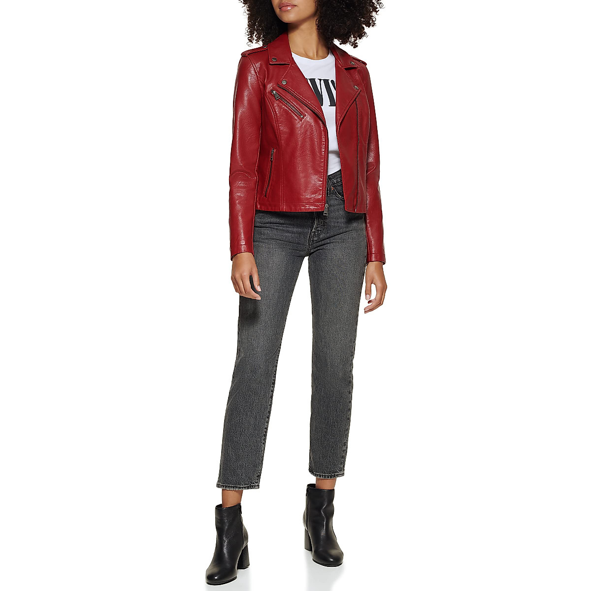 Levi's Women's The Classic Faux Leather Moto Jacket (Regular & Plus Size), Deep Cherry Red, X-Small