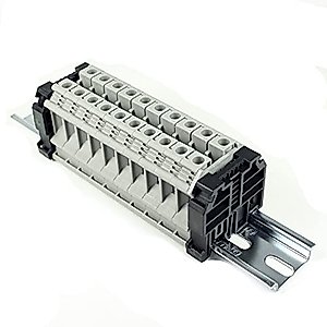 Automation Systems Interconnect ASI RAAK10N21-10 10 Gang Solar Combiner and Power Distribution Terminal Block Assembly, 24-6 AWG, 65 Amp, 600 Volt