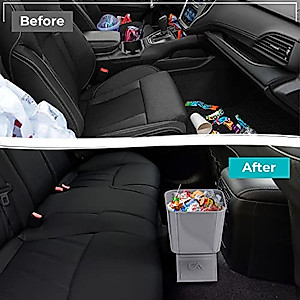 Garbage Can Trash Bin Waste Container Wastebasket for Auto Car Vehicle Boat Truck Quality Plastic Large 1 Gallon 4 Liter, Leakproof Quality for Life Gray