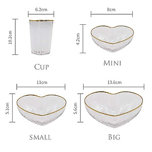 Phnom Penh Glass Bowl Dessert Bird's Nest Salad Bowl Fruit Plate Creative Transparent Heart Shape Breakfast Bowl (15.5 oz)