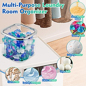 Famaster Laundry Pods Container with Pop-Up Lid, Laundry Pod Holder Holds 120+ Laundry Pods, Easy to See Dishwasher Pod Laundry Containers for Laundry Room Organization Storage Decor