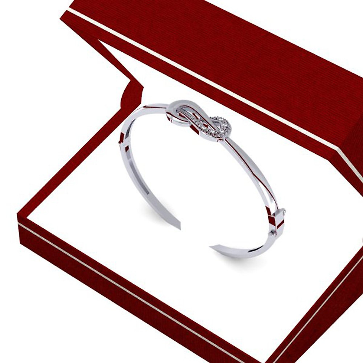 Dazzlingrock Collection 0.06 Carat (ctw) Round Cut White Diamond Ladies Infinity Loop Bangle Bracelet, Sterling Silver