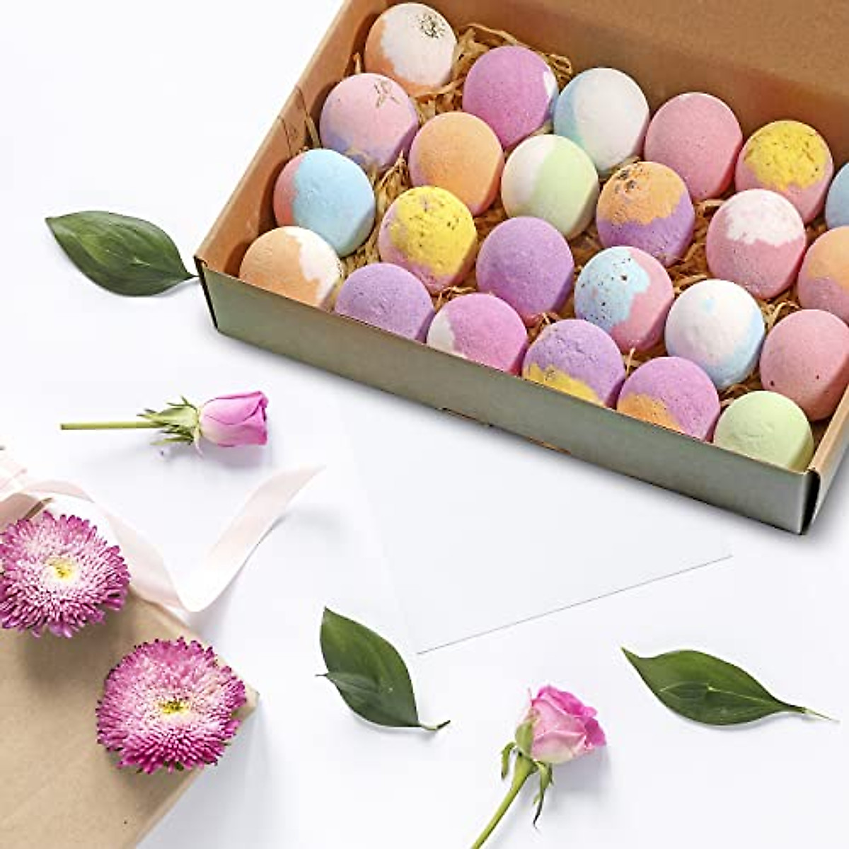 Beautifier Life Moisturizer Bath Bombs Gift Set(Set of 24)Natural Refreshing Bubble Bath Kit with Relaxing Scents Made from Essential Oils for Bubble and Spa Bath, Valentines Day Gifts