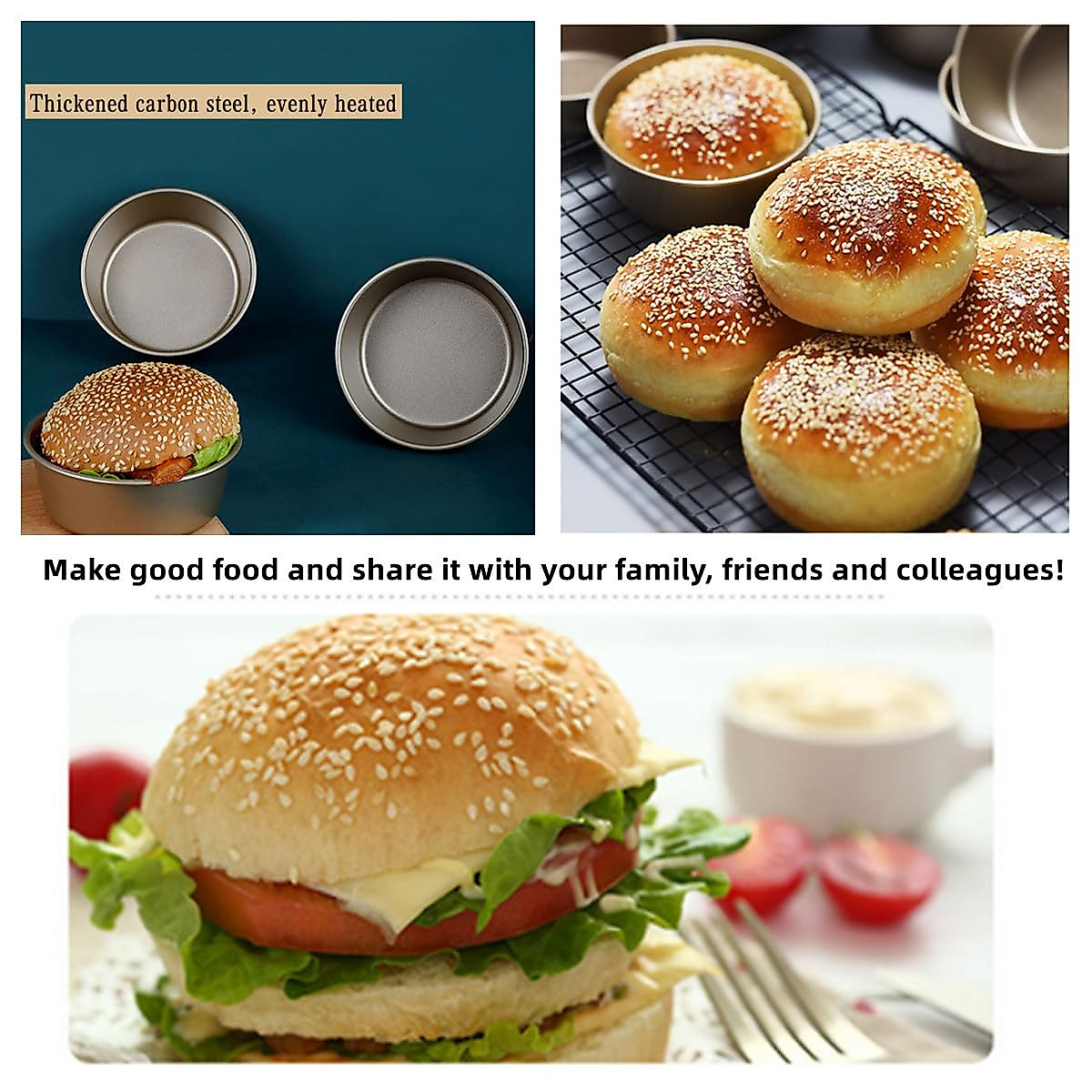 XZJMY 4Pack Mini Pie Pan 4-Inch Round Cake Pans Round Carbon Steel Cake Baking Pan,Air Fryer Hamburger Moulds for Muffins Egg Puddings Bread (Gold)