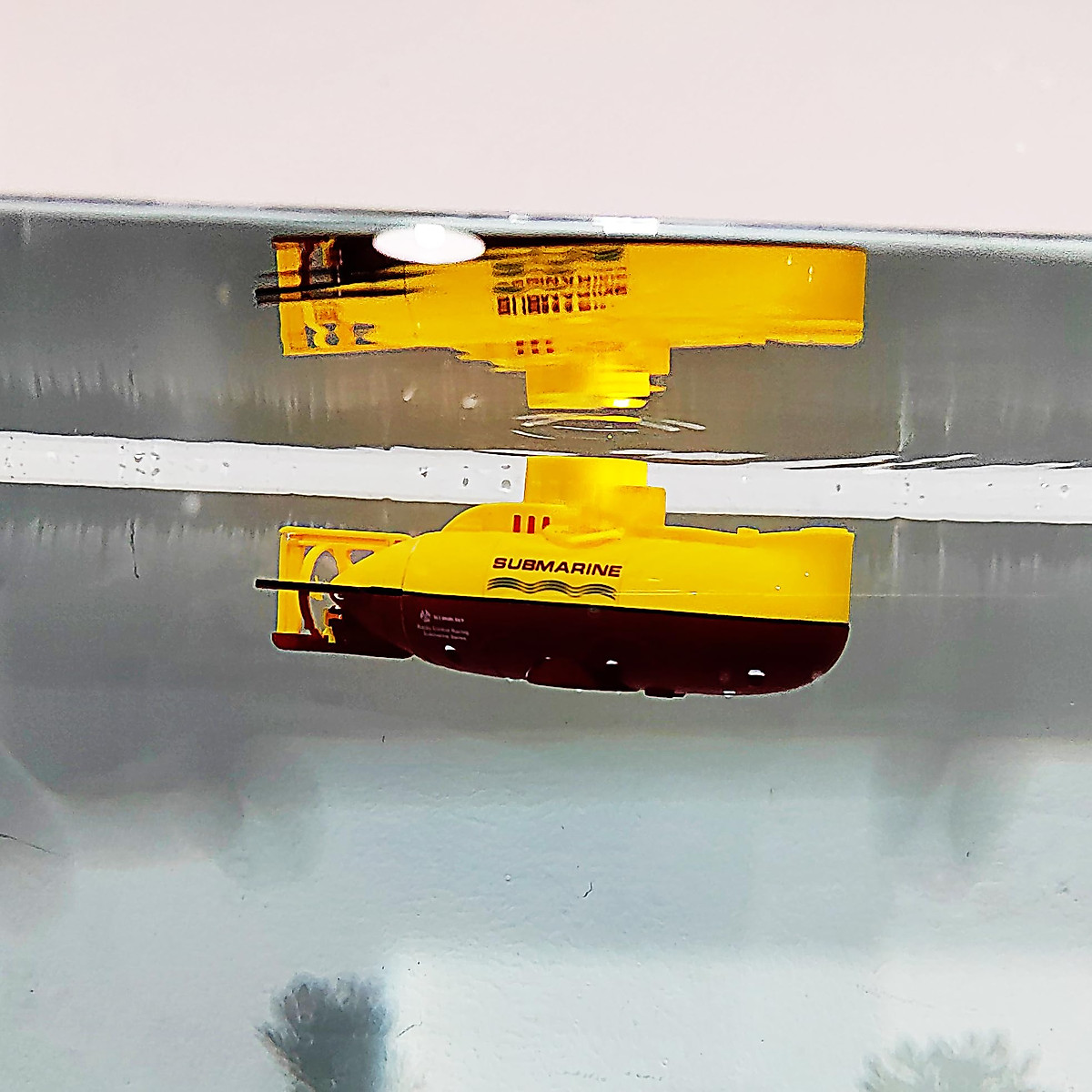 Tipmant Mini RC Submarine Toy Remote Control Boat Underwater Electric Diving Water Fish Tank Kids Birthday Gift (Yellow)