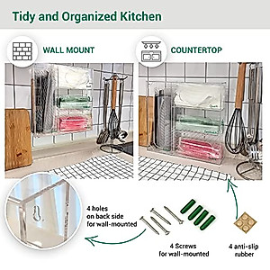 Neatidy Ziplock Bag Storage Organizer – Clear Acrylic Storage Bag Organizer – 4-in-1 Baggie Organizer for Gallon, Snack, Sandwich, Quart Bags – Solid Acrylic Bag Holder for Kitchen Drawer, Counter