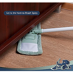 DSV Standard Professional Microfiber Floor Mop with 3 Washable Mop Pads and 1 Dirt Removal Scrubber | 360° Rotation Mop Head 16.8" | Ideal for Hardwood, Laminate, Tile & For Home/Office Floor Cleaning