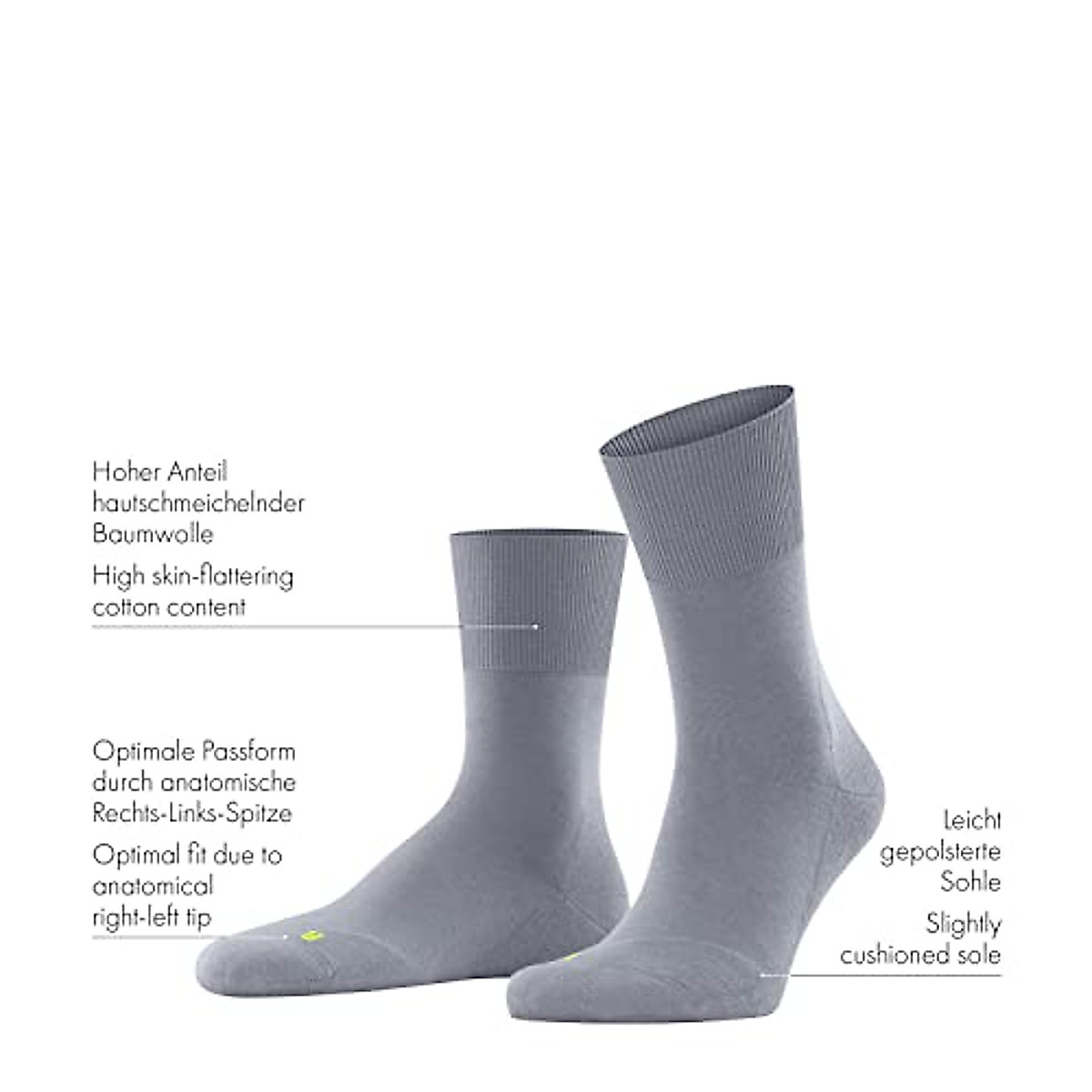FALKE Unisex Run Socks, Light Cushion, Sporty, Classic Athleisure, Lightweight, Breathable, Skin-Friendly, Cotton, Black (Black 3000), 12.5-13.5, 1 Pair