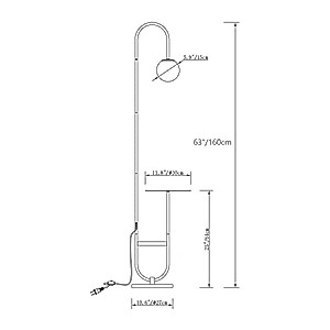 Michideco Floor Lamp with Shelf, Functional Bedside Lamp with Marble Table for Bedroom, Living Room or Office (with Mable Table)