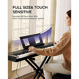 Starfavor 88 Key Digital Piano Beginner Electric Keyboard & Starfavor Piano Bench Adjustable