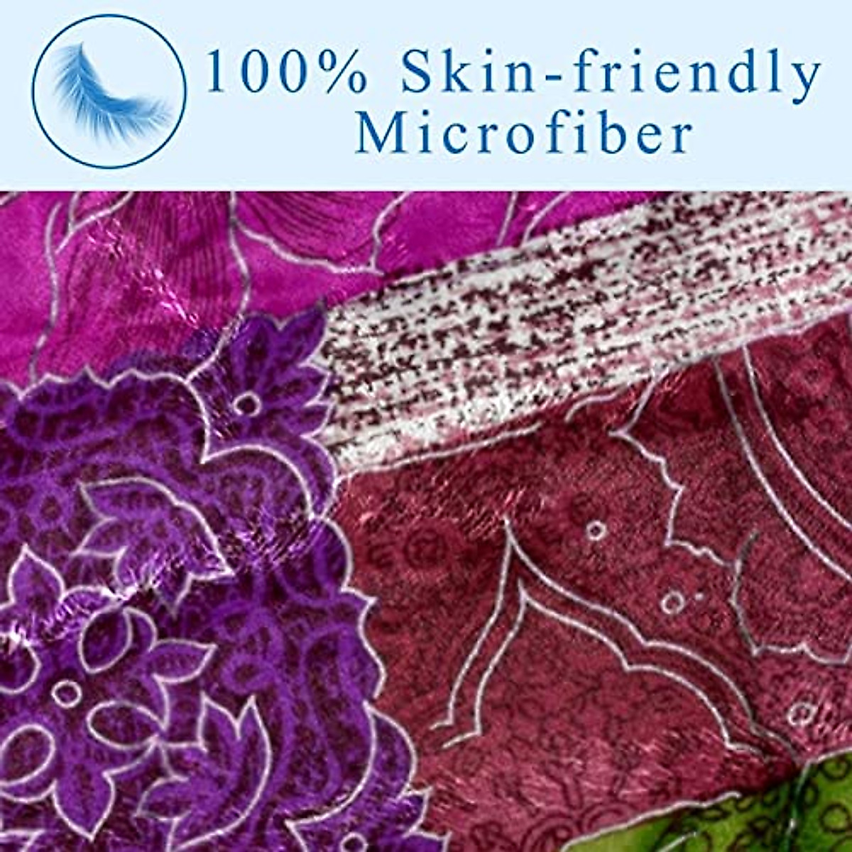 Plush Blanket Throw Blanket Warm Cozy Soft Microfiber Blankets, Patchwork Ethnic Purple Green Tribal