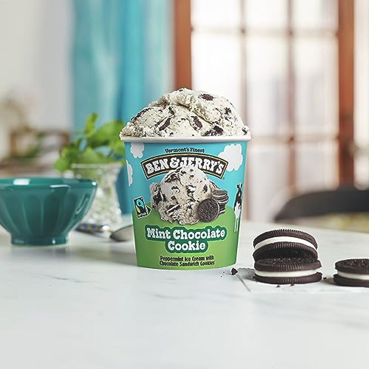 Ben & Jerry's Mint Chocolate Cookie Peppermint Ice Cream Pint Non-GMO 16 oz