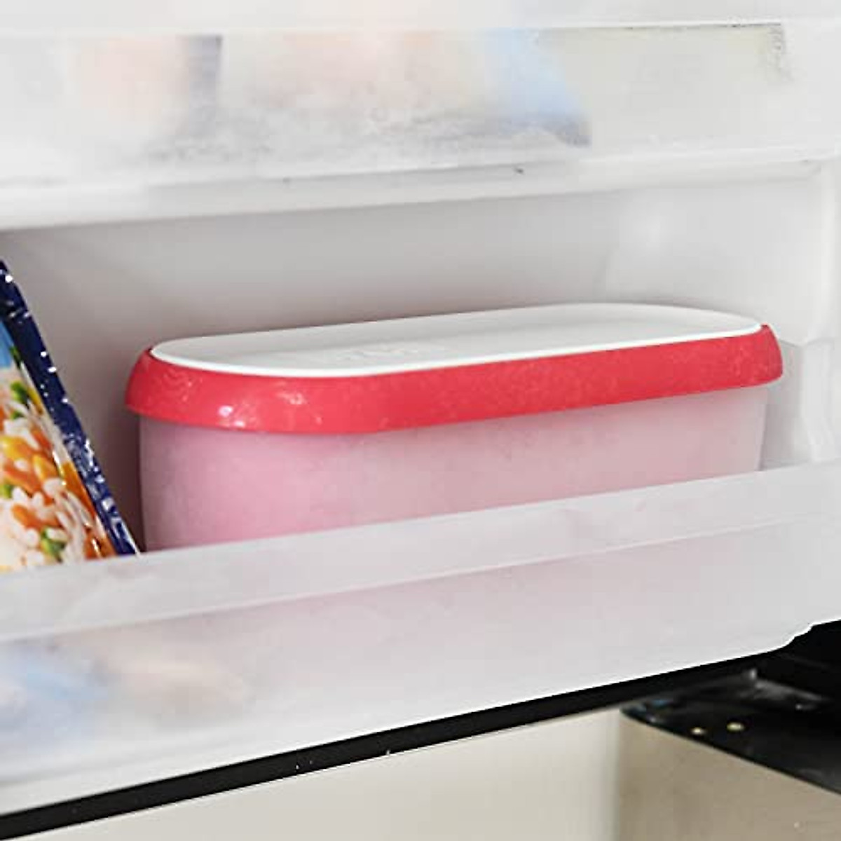 Ice Cream containers for homemade ice cream, Reusable Storage Freezer ice cream Container With Lids,2 Pack, BPA FREE, Dishwasher Safe Tub. Double Insulated, 1.5 Quart, Red and Burgundy , Non Slip Base, Stackable on Freezer Shelves.