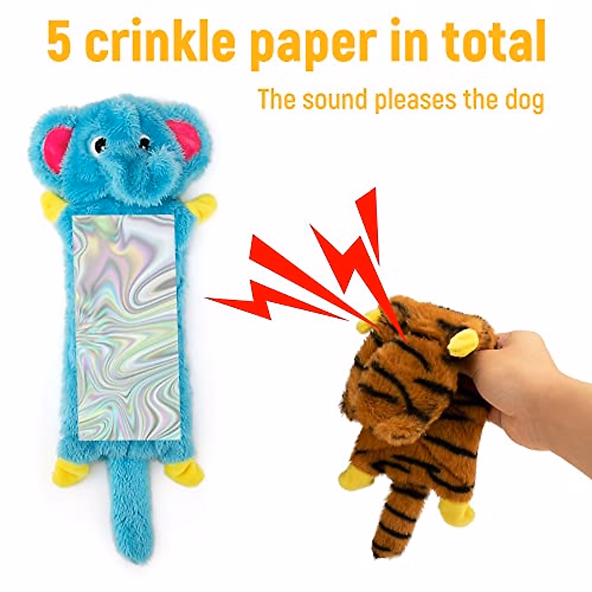 AWOOF Dog Squeaky Toys No Stuffing, Crinkle Dog Toy (Animals)