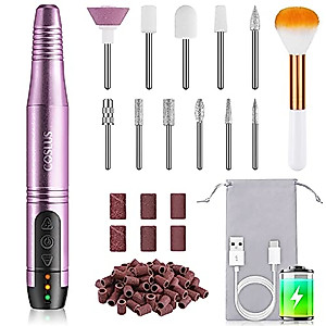 Cordless Nail Drill Electric File: Professional for Acrylic Gel Dip Powder Nails Portable Nail Drill Machine Kit for Manicure Pedicure Nail Set with Everything Rechargeable Lightweight