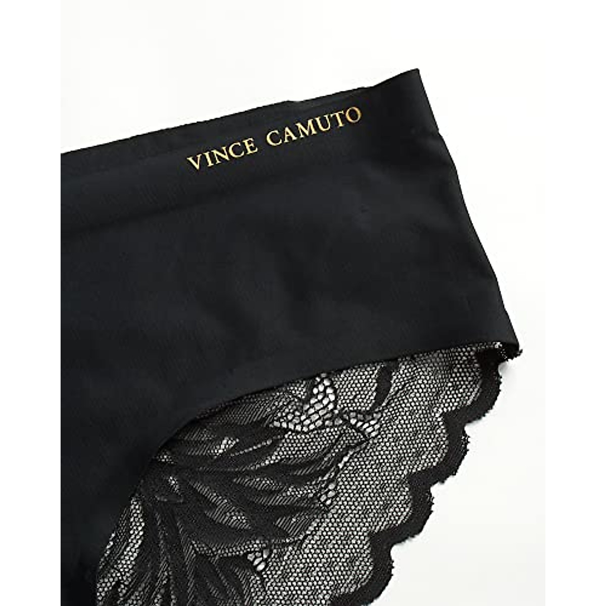 Vince Camuto Women's Underwear ? Seamless Lace Hipster Briefs (3 Pack), Size Medium, Black/Black/Black