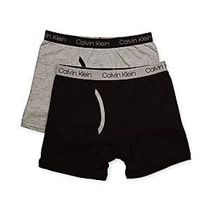 Calvin Klein Boys' Assorted Boxer Briefs (Pack of 2), New Black/Heather Gray, Extra-Small (4/5)