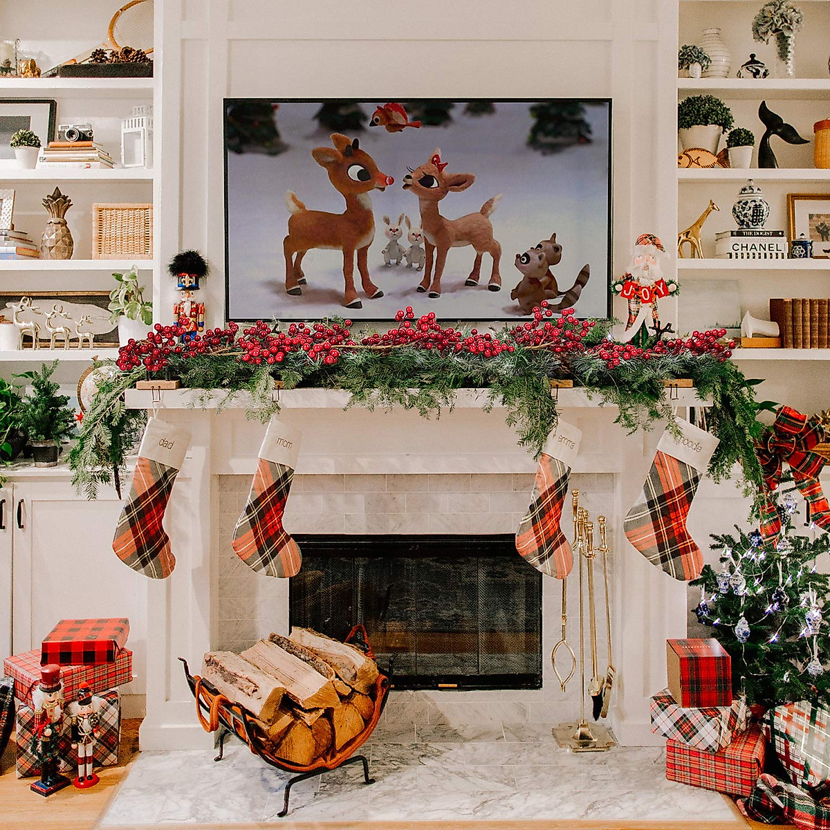 Artiflr Red Berry Garland, 6FT Flexible Artificial Red and Burgundy Berry Christmas Garland for Indoor Outdoor Home Fireplace Decoration for Winter Holiday New Year Decor