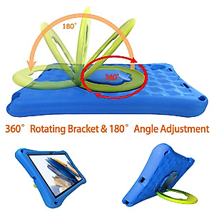 Riaour Case Fits Samsung Galaxy Tab A8 10.5 inch 2022 SM-X200/SM-X205/SM-X207,Lightweight EVA Kids Friendly Shockproof 360 Rotating Grip Handle Folding Stand Cover Fit Samsung Tablet A8 Case-Blue