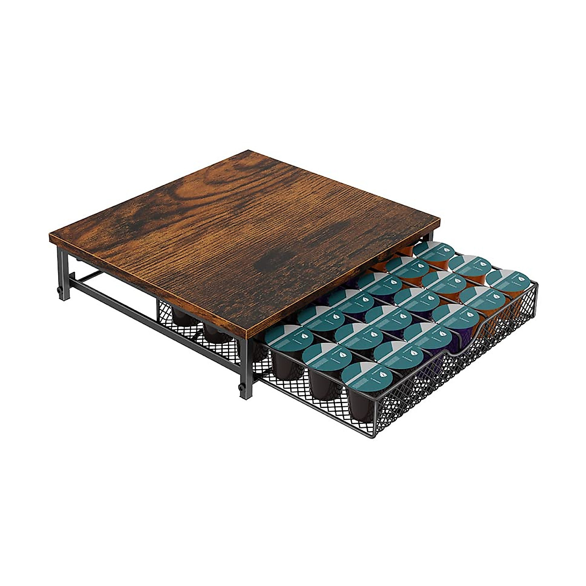 Coffee Pod Drawer Holder for K Cup Coffee Pods Holder for Counter 36 Capacity Pods Storage Organizer for K Cups Capsule Storage with Sliding Baskets for Coffee Station Black