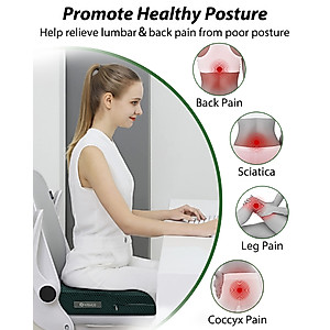 AOSYCO 4D Airflow Seat Cushion, Long Sitting Office Chair Pad, Pressure Relief Cushion Butt Lumbar Back Support, Extremely Easy Cleaning for Wheelchairs, Outdoor Patio with Covers, 1in (Height)