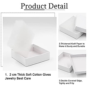 opaprain Cardboard Jewelry White Gift Boxes 20 Pack3.5×3.5×1 inches, its apply to displaying necklaces, rings, bracelets, earrings