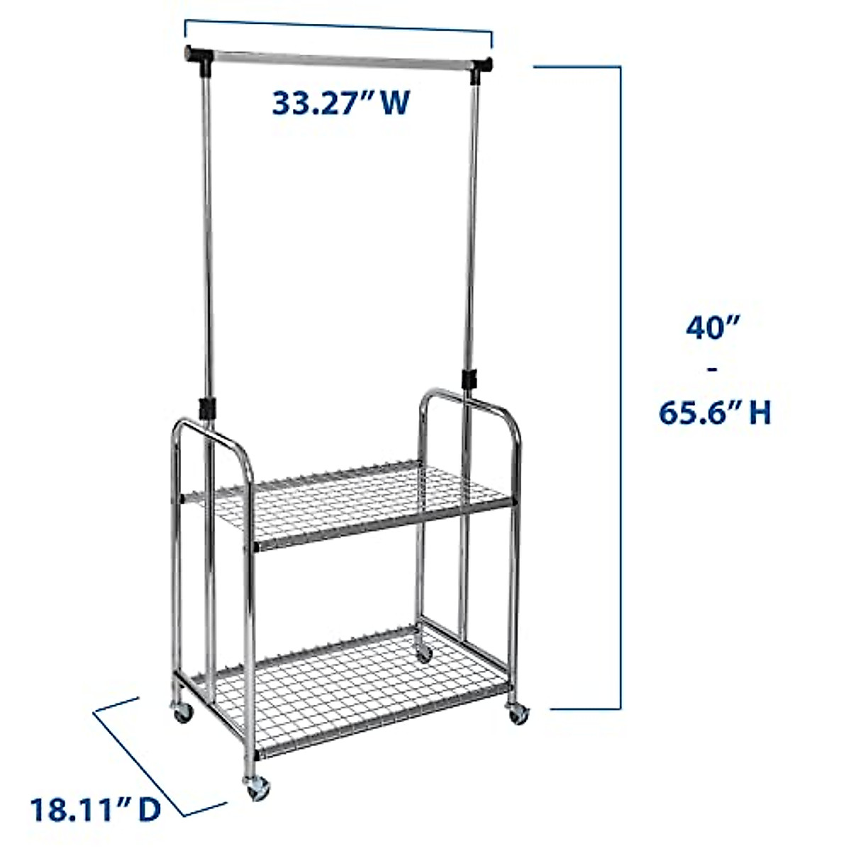 Seville Classics Closet Garment Organizer with Metal Hanging Rod Wardrobe Storage System w/Steel Shelves for Clothes, Shirts, Jackets, Coats, Blankets, Shoes
