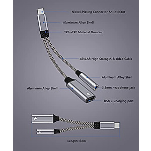 Samsung Galaxy S22 Headphone Adapter, 2 in 1 USB C to 3.5mm Headphone Jack Hi-Fi DAC with USB C 60W Fast Charging Dongle Adapter Compatible with Galaxy S22/22 Ultra/S21/S21FE/Note 20, Pixel 5/4/3/3XL