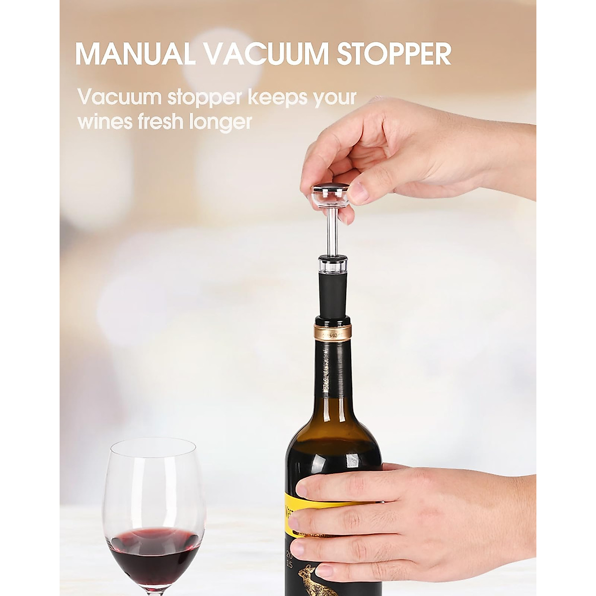 Electric Wine Opener Set with Stand, Wine Gift Set with Rechargeable Wine Opener, Wine Aerator, Vacuum Stoppers and Foil Cutter, 6-in-1 Wine Bottle Opener Set for Home Party Bar Outdoor Gift