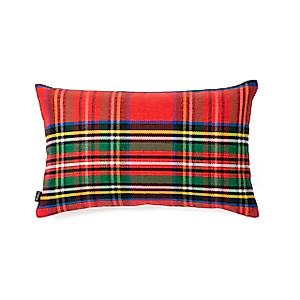 Hofdeco Premium Christmas Indoor Outdoor Lumbar Pillow Cover Only, 12"x20" Water Repellent for Holiday, Backyard, Couch, Scottish Tartan Plaid C