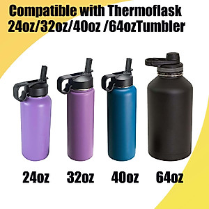 Palksky 9pcs Silicone Water Bottle Gasket Replacement for Thermoflask 24oz/32oz/40oz/64oz Insulated Stainless Steel Water Bottle Lid with Tweezers for Water Bottle Straw Lid, Chug Lid & Chug Spout