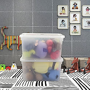 Tyminin 4-Pack 17.5 Quart Plastic Latch Storage Box, Storage Bin with Lids, Clear