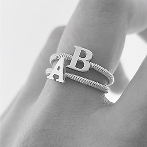 Modern Contemporary Rings Women's 925 Sterling Silver A Initial Stackable Rope Design Ring (Size 8)