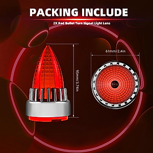 FATECIM 2" Turn Signal Light Covers Supersonic Replacement Red Lenses Clip On for Softail Street Road Glide Fat Boy Sportster Dyna Deluxe Chrome Bezel